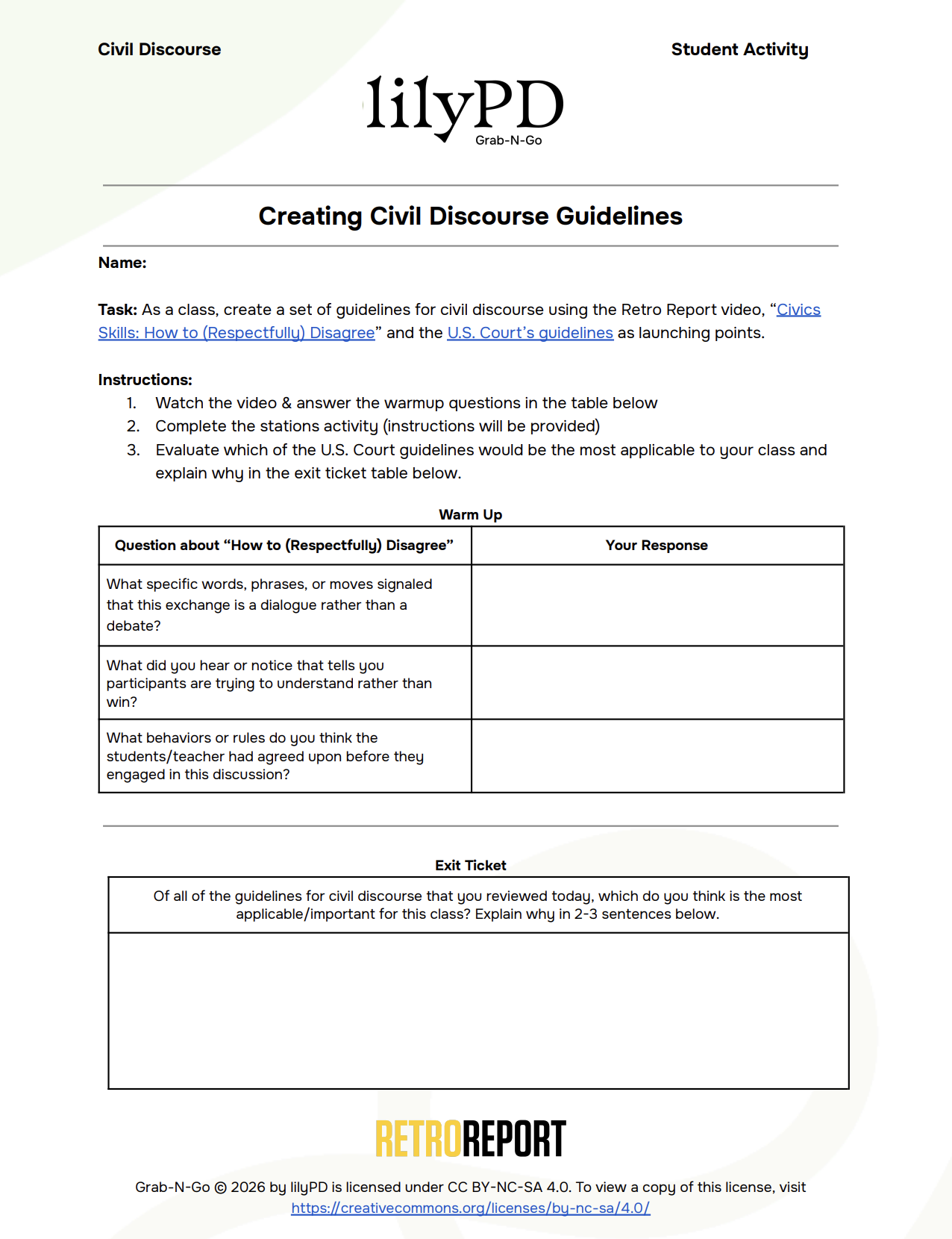 Creating Civil Discourse Guidelines - lilyPD - Powered by William & Mary